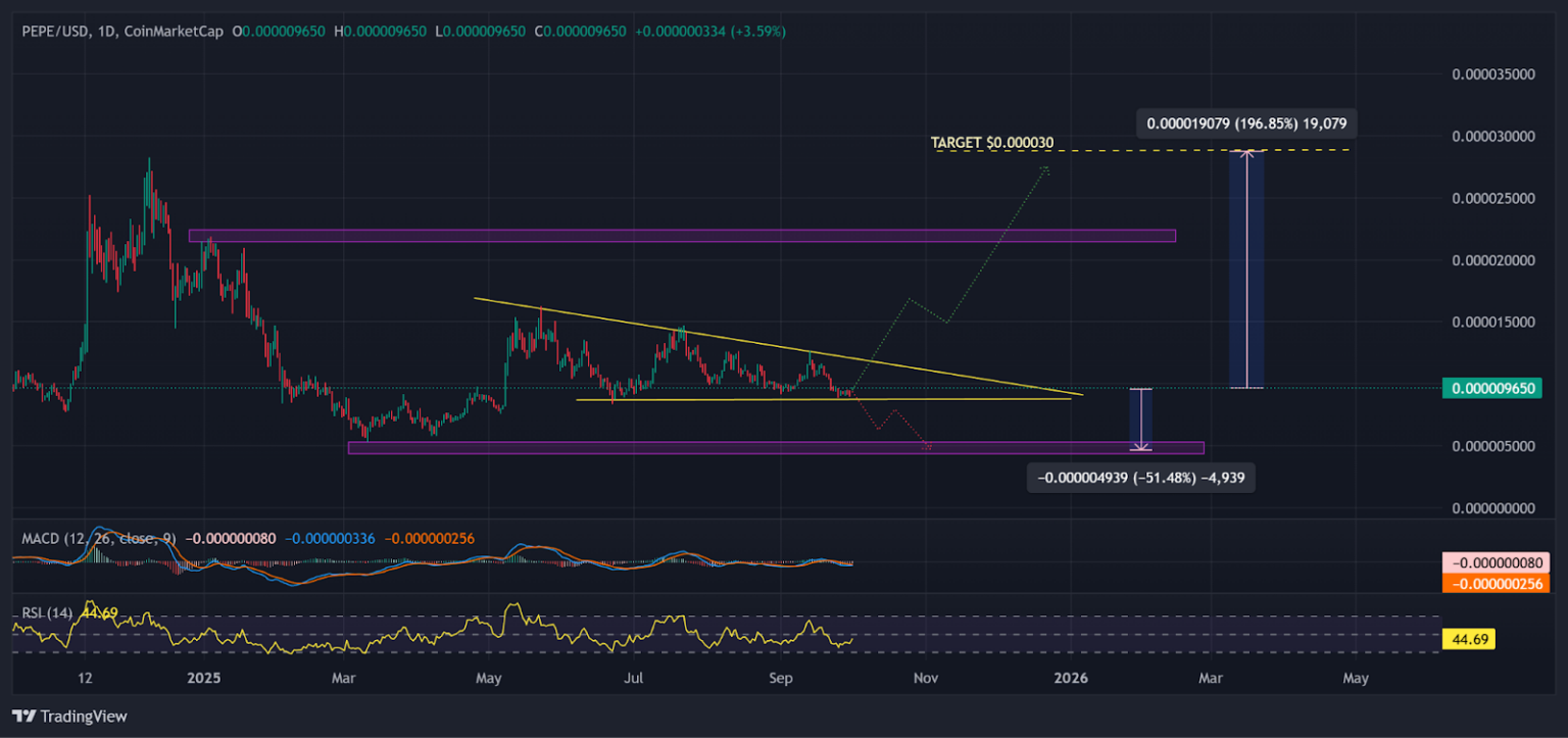 Pepe Coin Price Prediction: Descending Triangle Pattern + Smart Money ...